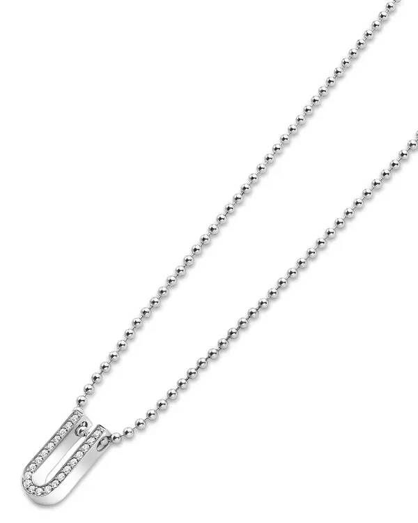 Lagos Sterling Caviar Spark Diamond U Pendant Necklace