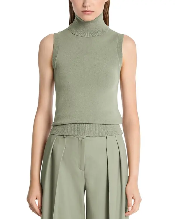 Michael Kors Cashmere Sleeveless Turtleneck Sweater - Celadon
