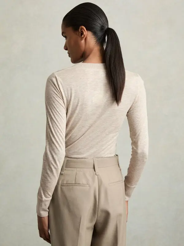 REISS Evelyn Lyocell-wool Marled V-neck Top