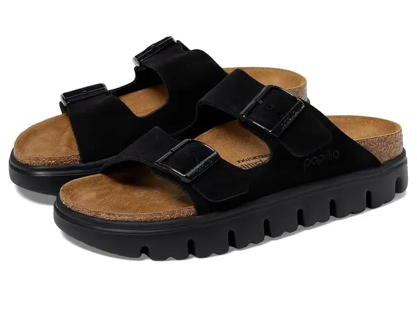BIRKENSTOCK Papillio Arizona Chunky Suede Sandals - Black