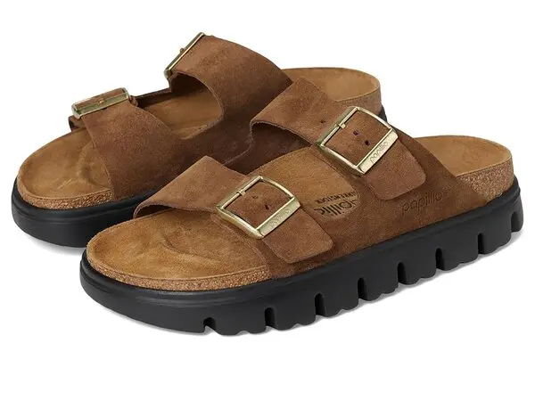 BIRKENSTOCK Papillio Arizona Suede Platform Sandals - Brown