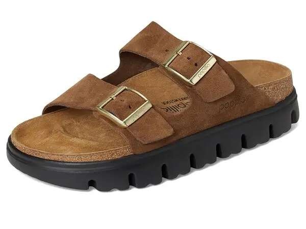 BIRKENSTOCK Papillio Arizona Suede Platform Sandals - Brown