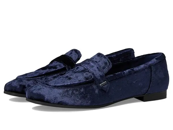 Toms Lynette Velvet Loafer Flats - Navy