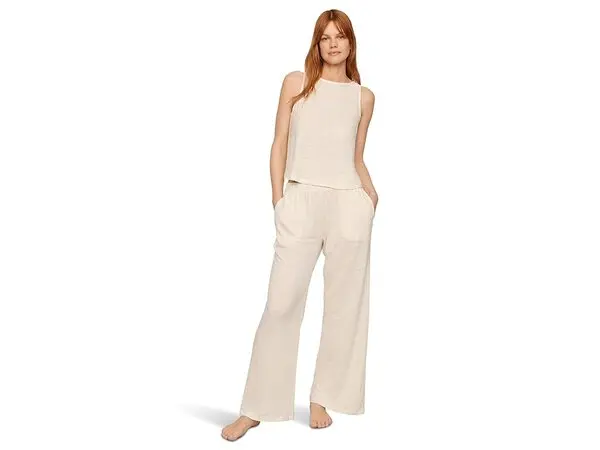 Eberjey Organic Linen Wide-leg Pajama Pants - Bone
