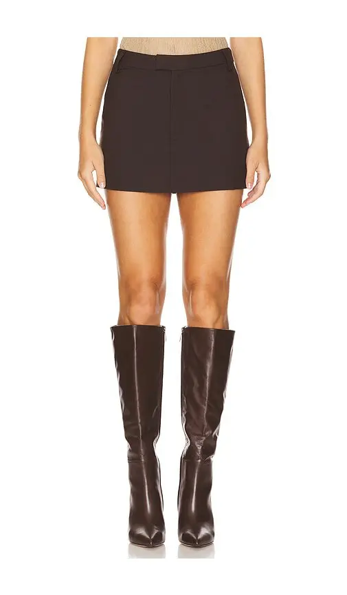 Bardot Maika Mid-rise Mini Skirt - Dark Chocolate