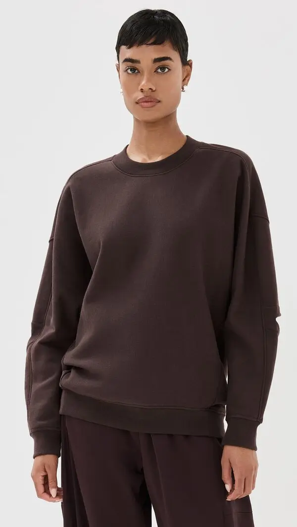 Tibi Cocoon Crewneck Sweatshirt - Brown