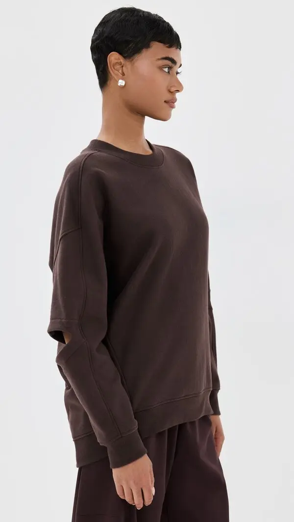 Tibi Cocoon Crewneck Sweatshirt - Brown