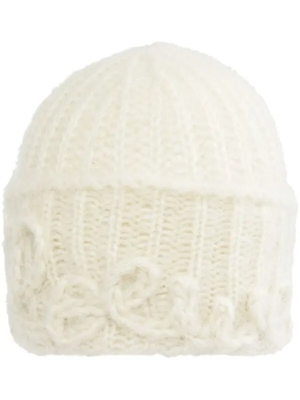 Loewe Ribbed Wool Knit Hat Cap White Logo wool beanie in white - Loewe | Mytheresa main image 3