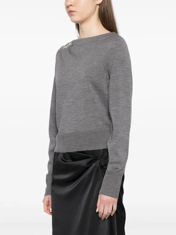 Erdem Glass Crystal-embellished Wool Top