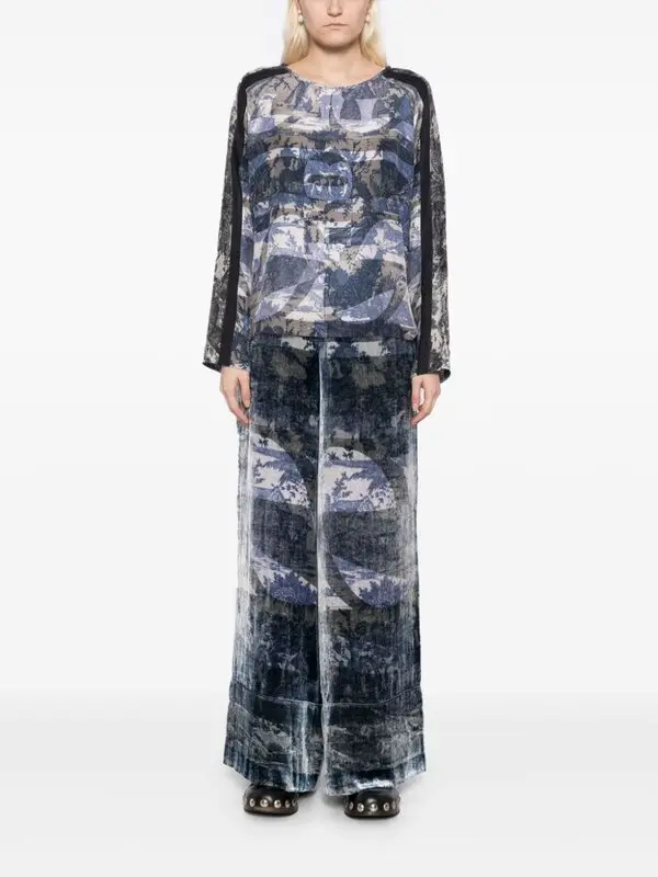 PIERRE-LOUIS MASCIA Aloe Floral Print Blouse - Blue