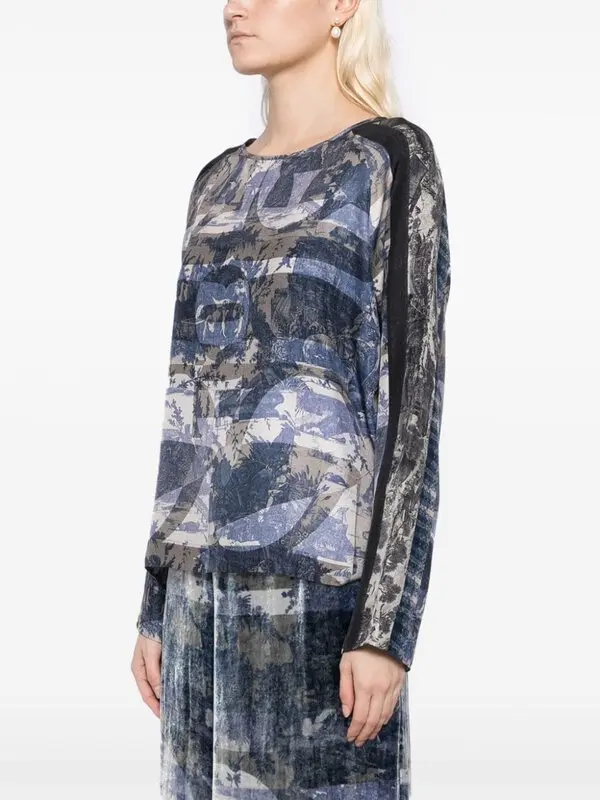 PIERRE-LOUIS MASCIA Aloe Floral Print Blouse - Blue