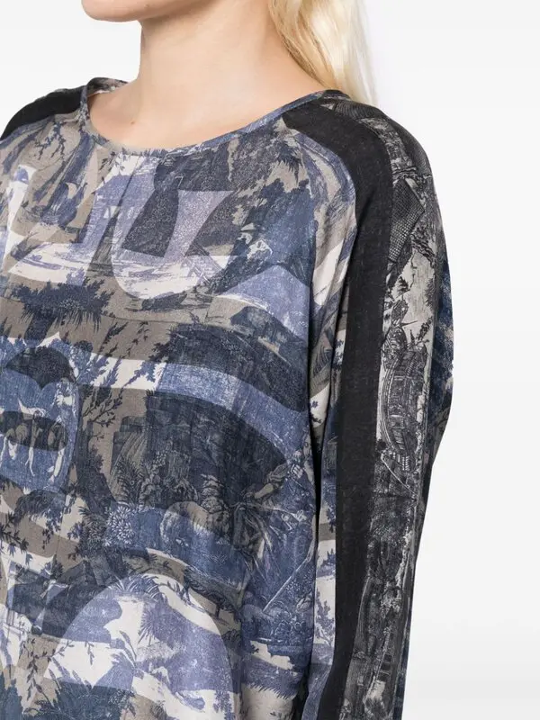 PIERRE-LOUIS MASCIA Aloe Floral Print Blouse - Blue