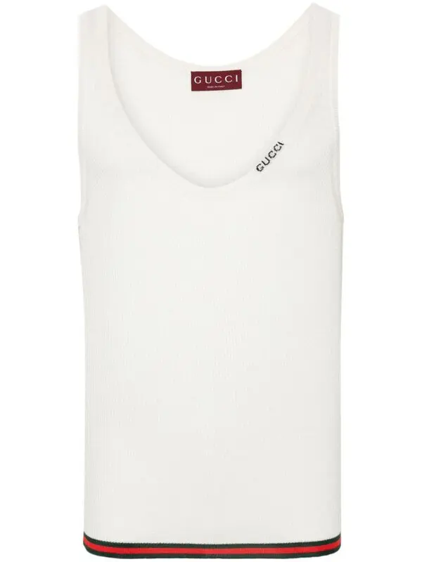 Gucci Ribbed-knit Silk Tank Top