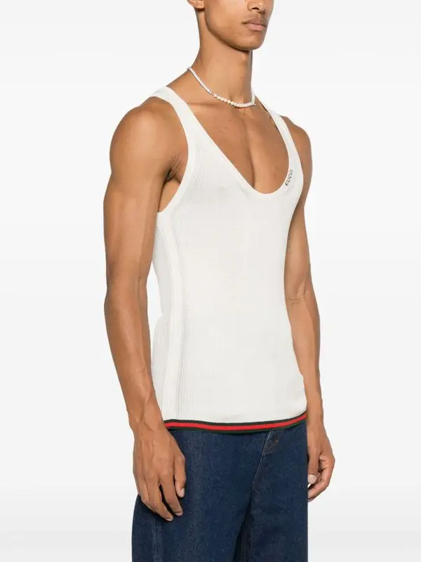 Gucci Ribbed-knit Silk Tank Top