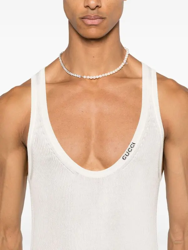 Gucci Ribbed-knit Silk Tank Top