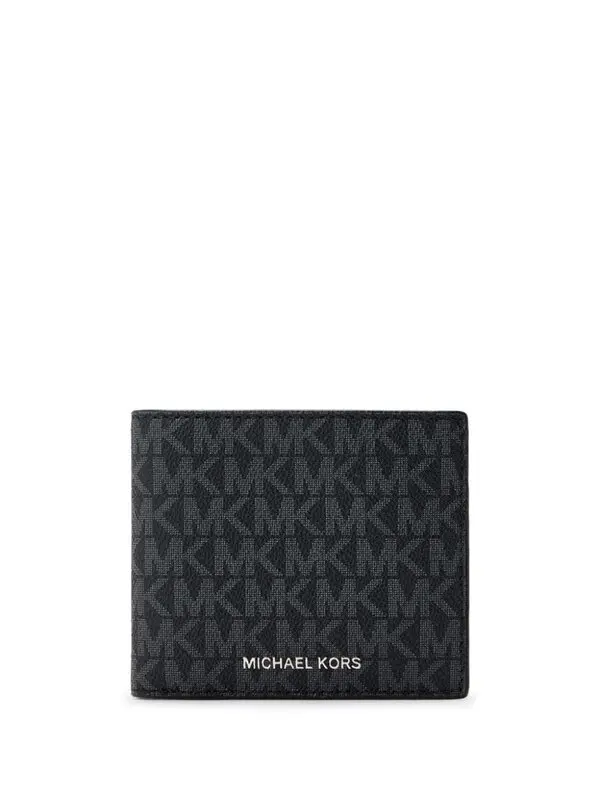 Michael Kors Monogram-jacquard Wallet - Black
