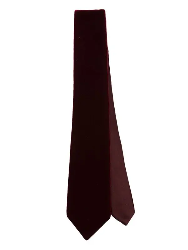 Giorgio Armani Silk Velvet Neck Tie - Red