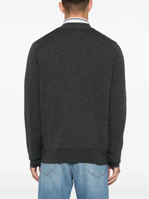 MARANT Logo Intarsia Knit Cardigan - Grey