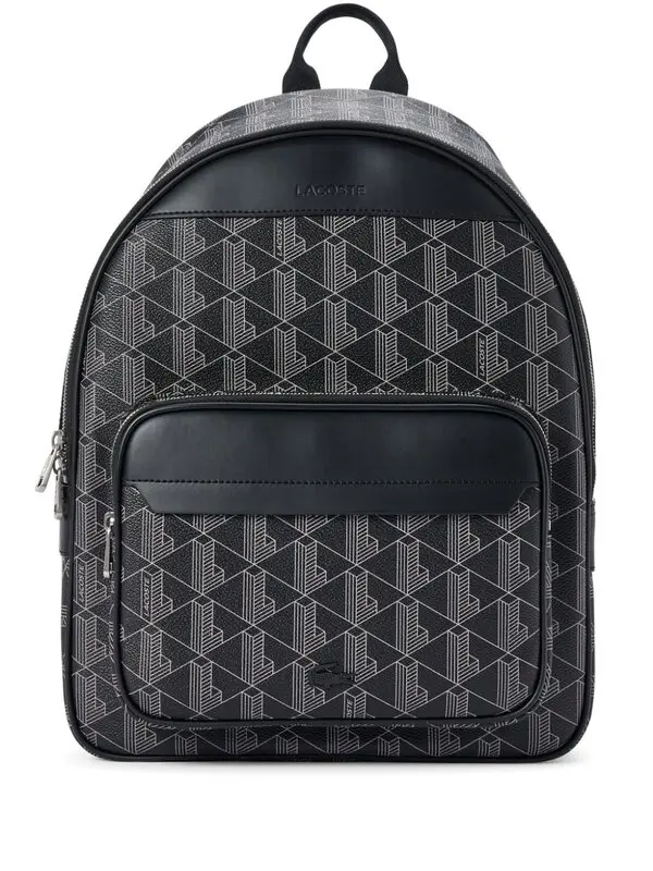 Lacoste Monogram-print Backpack - Black