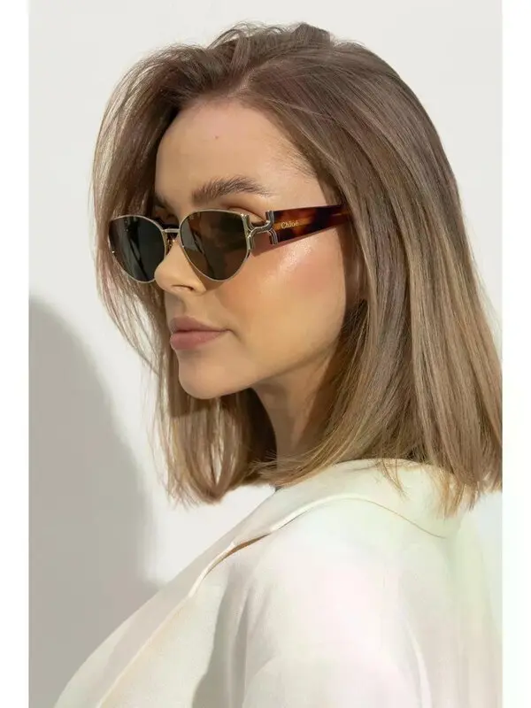 Chloé Logo-engraved Sunglasses - Gold