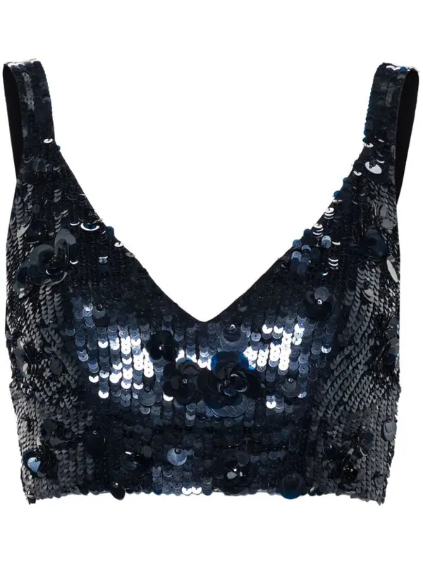 P.a.r.o.s.h Sequin-embellished Cropped Top - Blue