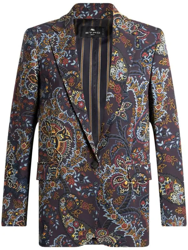 Etro Paisley-print Single-breasted Blazer - Black