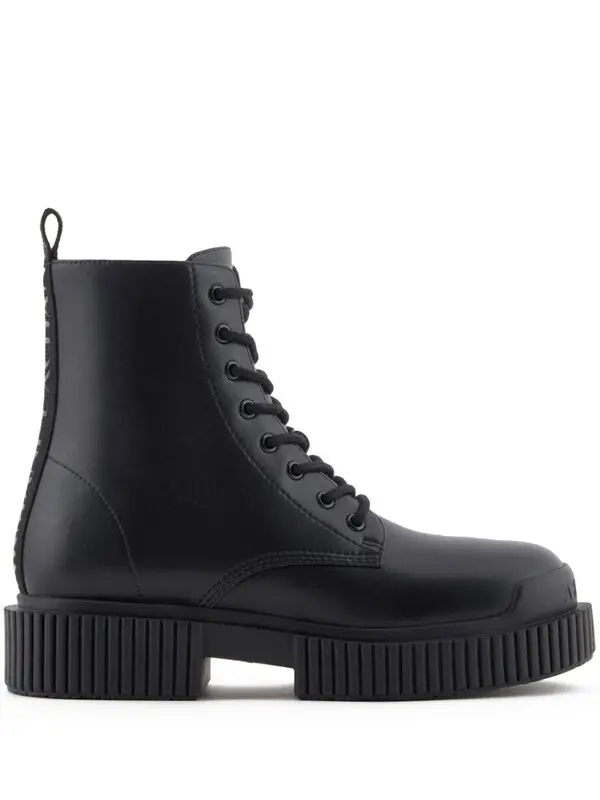 Armani Exchange Leather Combat Boots