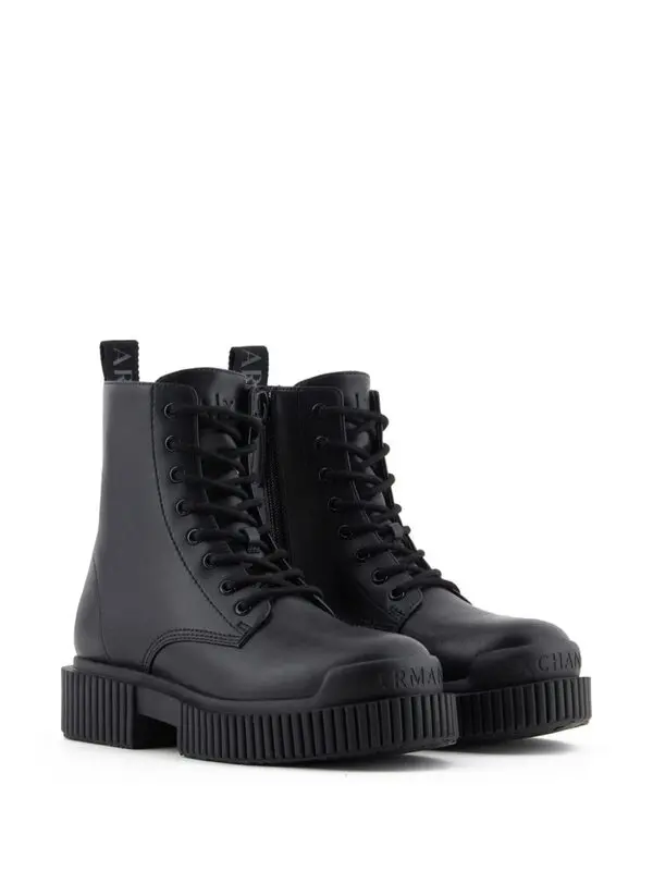 Armani Exchange Leather Combat Boots