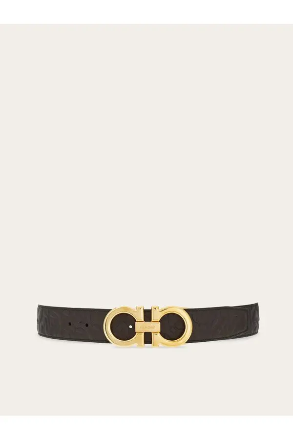 FERRAGAMO Reversible Gancini Belt - Black