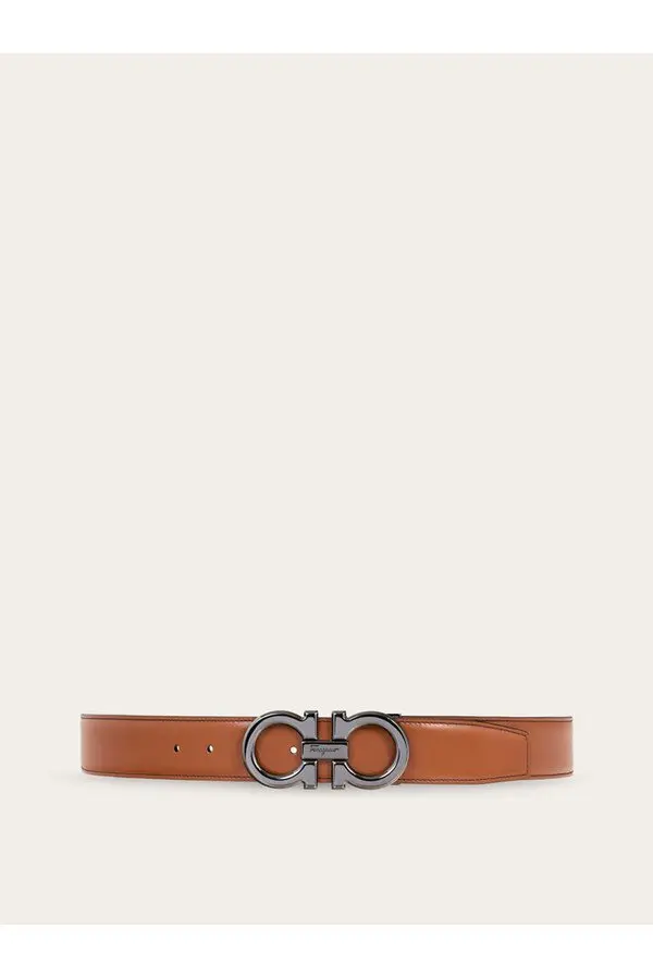 FERRAGAMO Reversible Gancini Belt - Natural