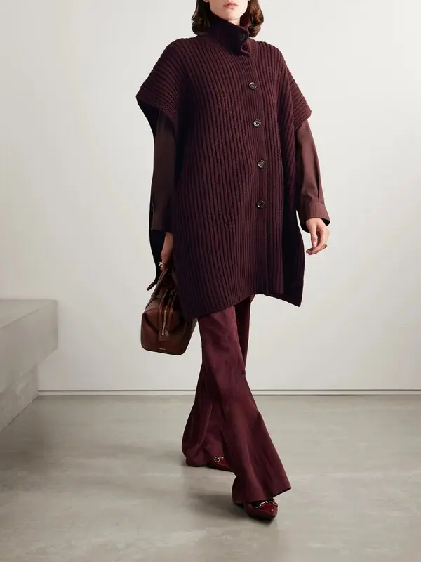 Erdem Ribbed Wool And Cashmere-blend Poncho