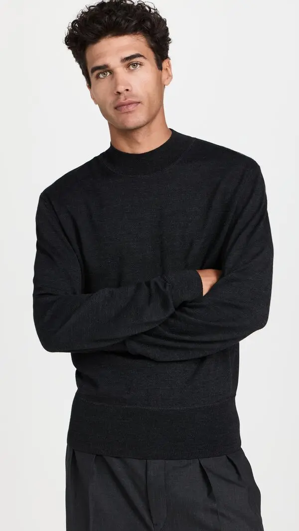 Lemaire Mock Neck Sweater In Anthracite - 50% Off | Editorialist