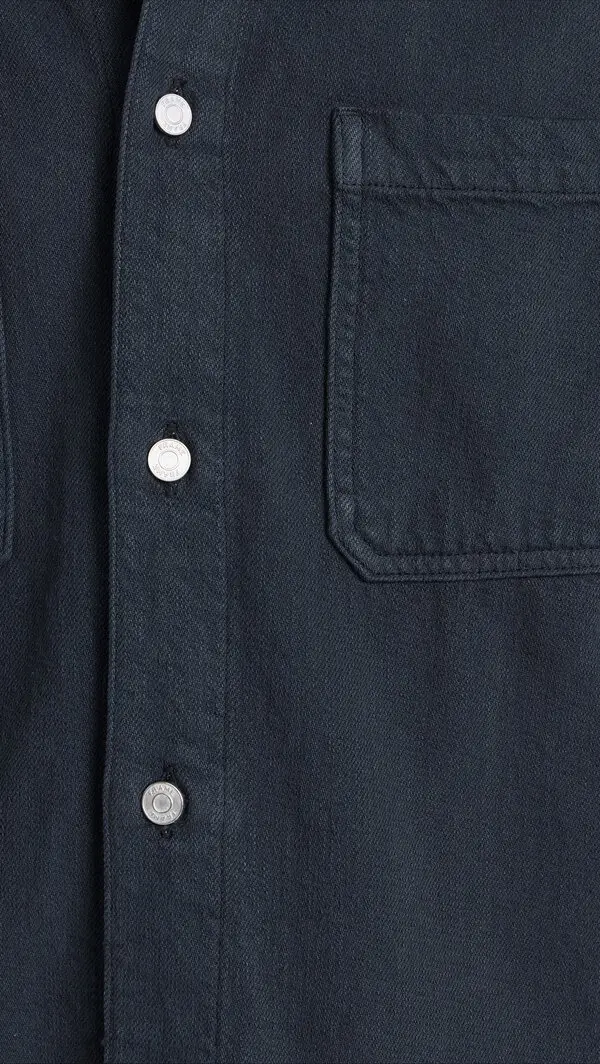 FRAME Textured Terry Double Pocket Relaxed Shirt - Navy