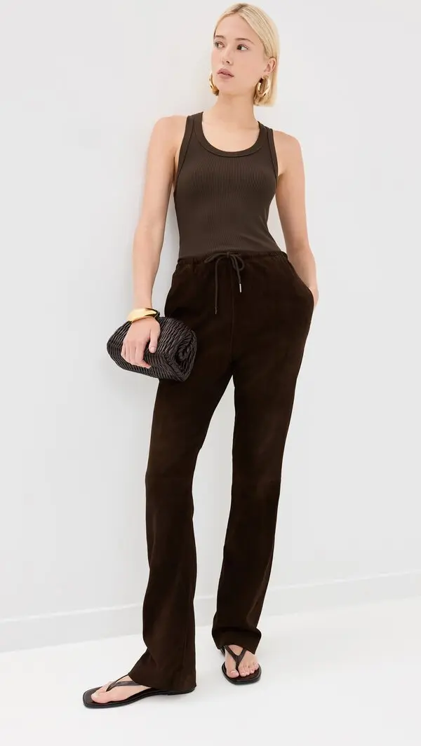 Sprwmn Ribbed Fitted Scooped Tank - Americano
