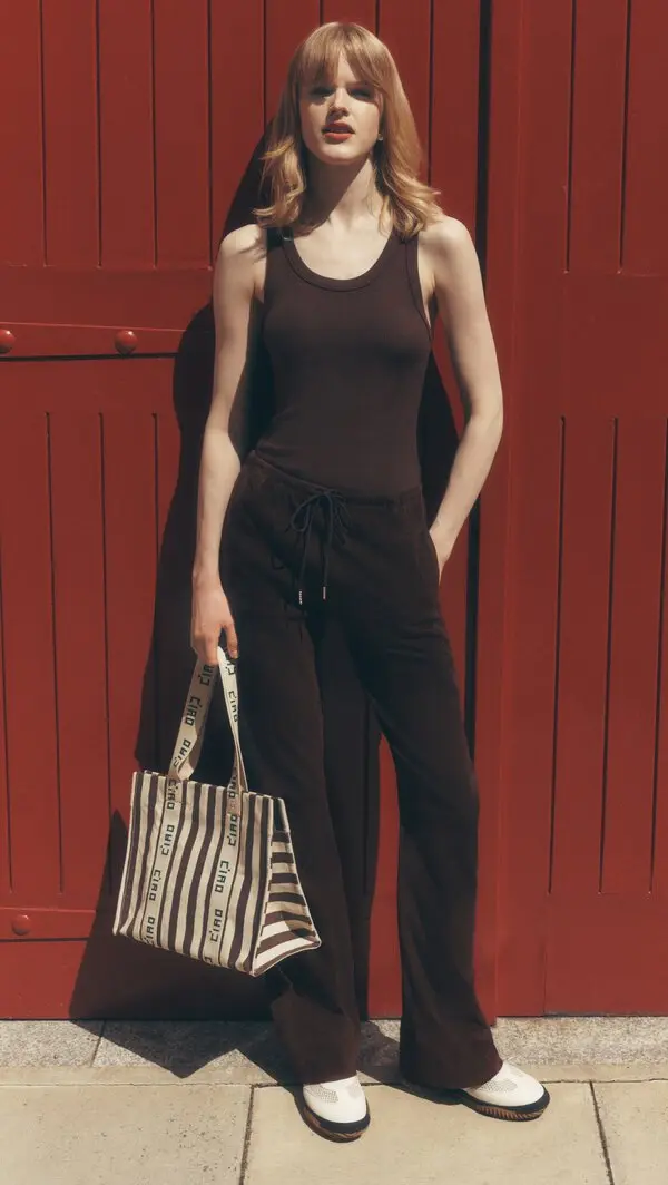 Sprwmn Ribbed Fitted Scooped Tank - Americano