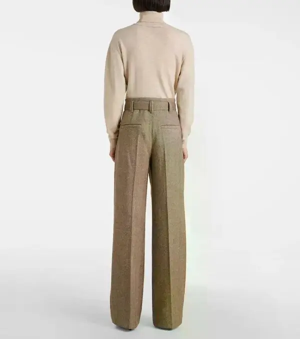 Brunello Cucinelli Herringbone Wool-blend Wide-leg Trousers