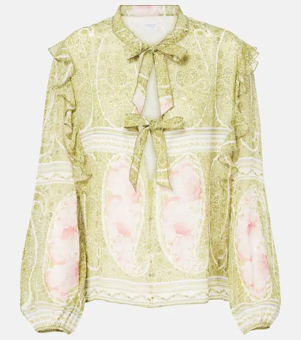 Giambattista Valli Printed Silk Georgette Blouse - Green