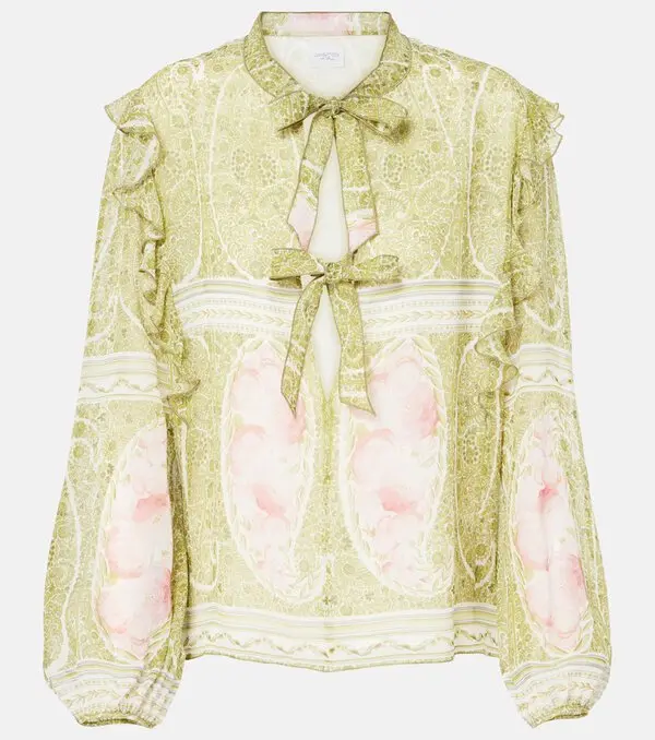 Giambattista Valli Printed Silk Georgette Blouse - Green