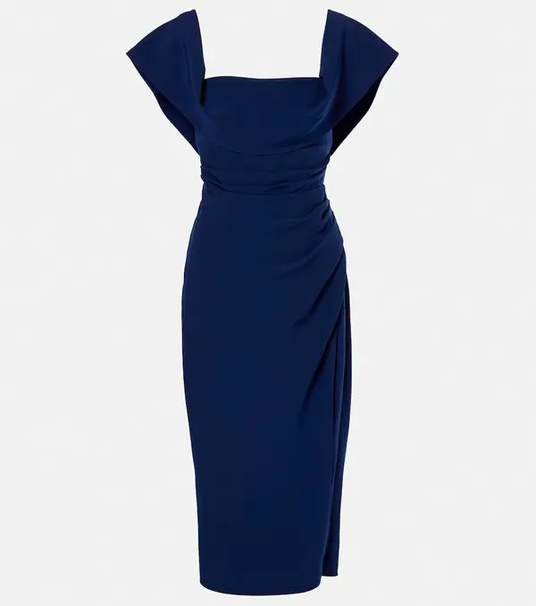 Carolina Herrera Draped Midi Dress - Blue