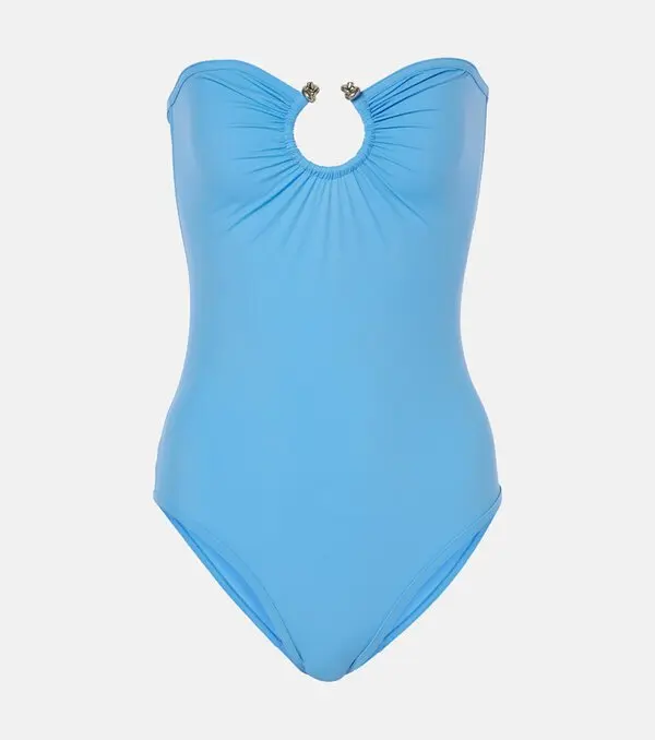 Bottega Veneta Knot Bandeau One-piece Swimsuit - Blue