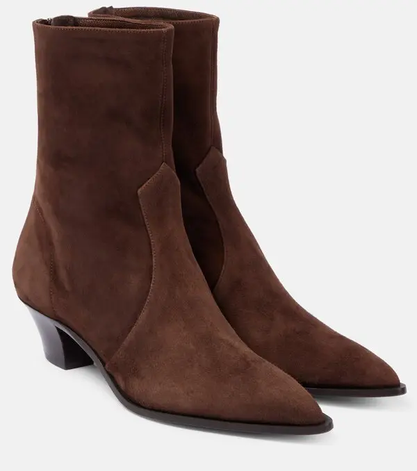 AQUAZZURA Brunswick Suede Ankle Boots - Brown