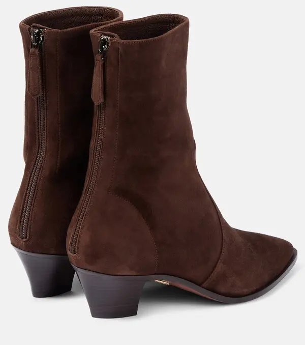 AQUAZZURA Brunswick Suede Ankle Boots - Brown