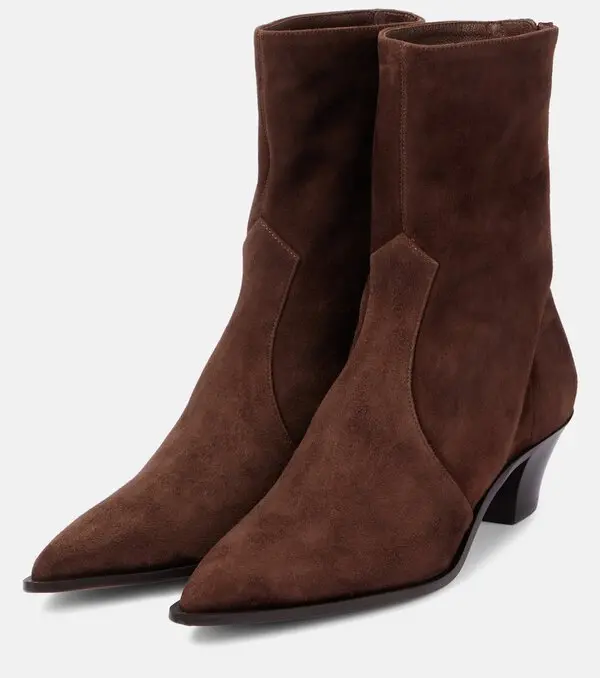AQUAZZURA Brunswick Suede Ankle Boots - Brown