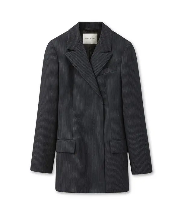 Veronica De Piante Stella Jacket In Wool Pinstripe - Navy