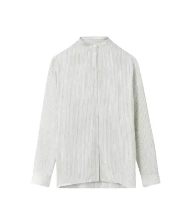 Veronica De Piante Daisy Shirt In Silk, Blue And Stripe - Blue/white