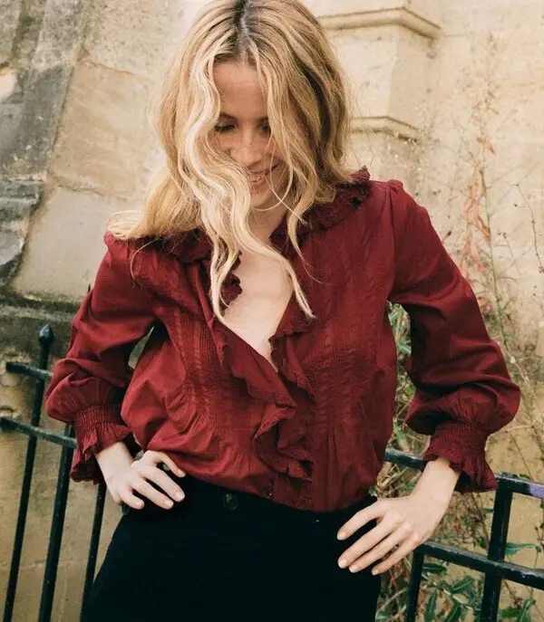 DÔEN Hardy Ruffle Blouse - Deep Crimson