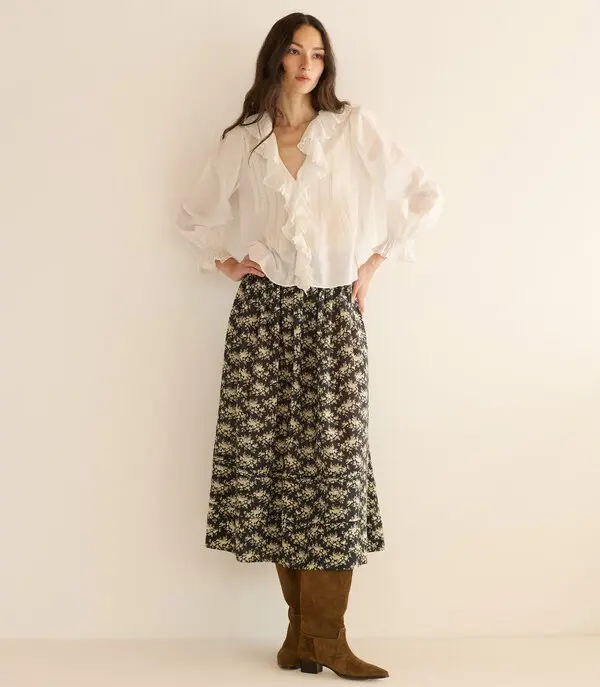 DÔEN Hardy Ruffle Blouse - Salt