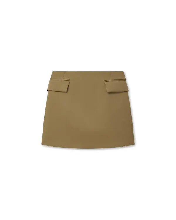 Veronica De Piante Cecily Skirt With Pockets In Wool Twill - Beige