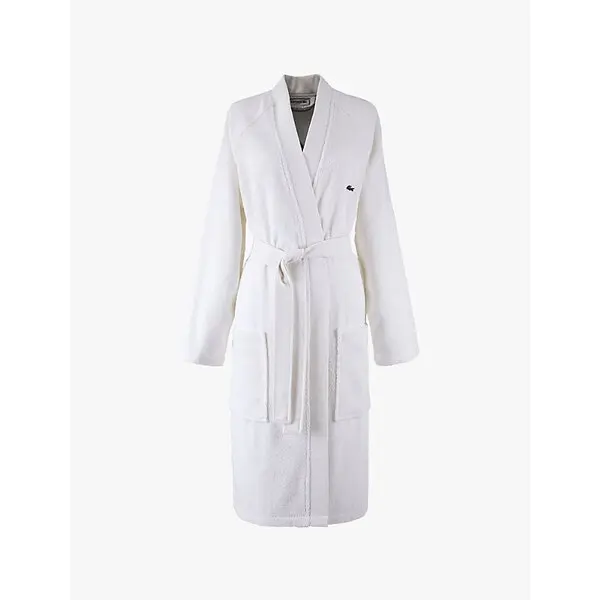 Lacoste Défilé Logo-embroidered Cotton Bathrobe - White
