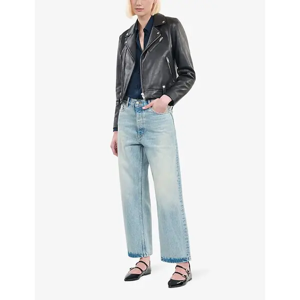 The Kooples Asymmetric Fastened Lambskin-leather Biker Jacket